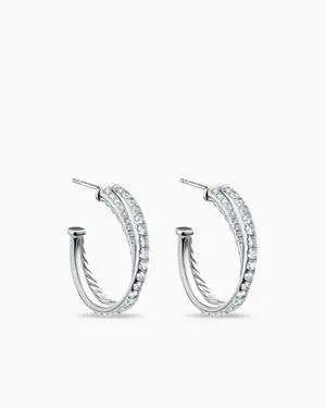 David Yurman Pavé Crossover Hoop Earrings - Diamond