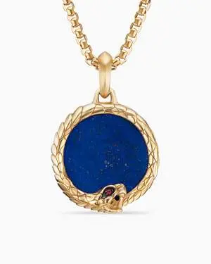 David Yurman David Yurman Ouroboros 18K Yellow Gold Amulet With Carnelian And Ruby Lapis Lazuli
