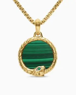 David Yurman David Yurman Ouroboros 18K Yellow Gold Amulet With Carnelian And Ruby Malachite
