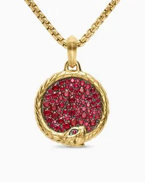 David Yurman Ouroboros 18k Yellow Gold Amulet With And - Ruby