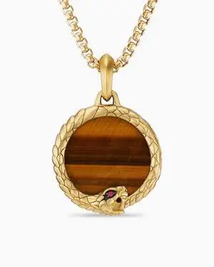 David Yurman Ouroboros 18k Yellow Gold Amulet With And - Tigers Eye