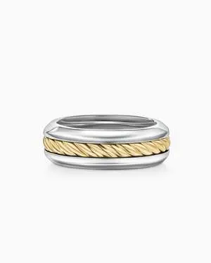 David Yurman Cable Inset Band Ring - Sterling Silver/18k Yellow Gold