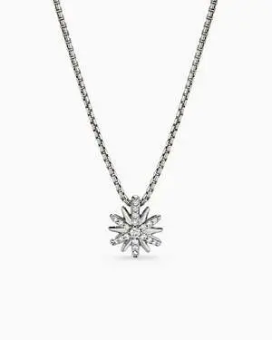 David Yurman Sterling Silver Petite Starburst Pendant Necklace - Diamond
