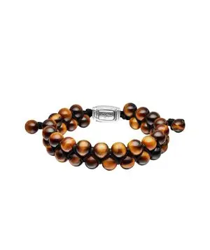 David Yurman Spiritual Beads Two Row Woven Bracelet - Tigers Eye