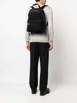 Valentino Garavani Jacquard Pocket Backpack - Black