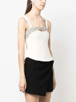 Simkhai Crystal-embellished Corset Top - White