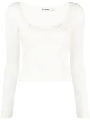Simkhai Sweetheart-neck Fine-knit Top - White
