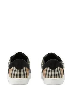Burberry Vintage Check Calf Leather And Suede Sneakers - Black