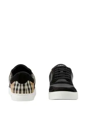 Burberry Vintage Check Calf Leather And Suede Sneakers - Black