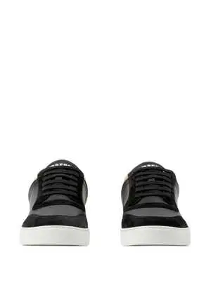 Burberry Vintage Check Calf Leather And Suede Sneakers - Black