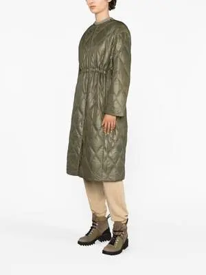 GANNI Drawstring Quilted Coat - Green