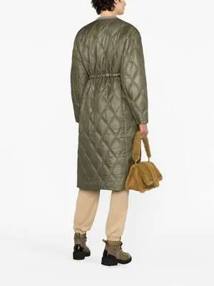 GANNI Drawstring Quilted Coat - Green