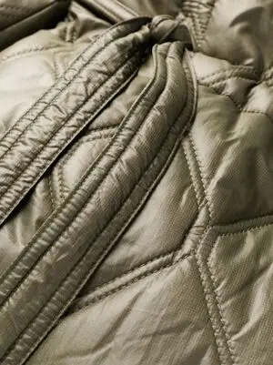 GANNI Drawstring Quilted Coat - Green