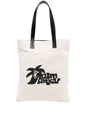 Palm Angels Logo-print Canvas Tote Bag - Neutrals