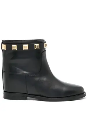 VIA ROMA 15 Santa Monica Stud-embellished Ankle Boots - Black