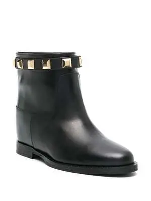 VIA ROMA 15 Santa Monica Stud-embellished Ankle Boots - Black