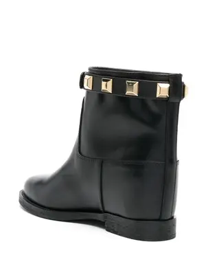 VIA ROMA 15 Santa Monica Stud-embellished Ankle Boots - Black