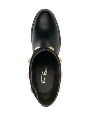 VIA ROMA 15 Santa Monica Stud-embellished Ankle Boots - Black