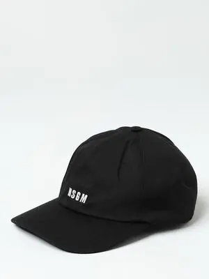 MSGM Hat In Cotton With Embroidered Logo - Black