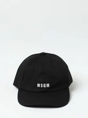 MSGM Hat In Cotton With Embroidered Logo - Black