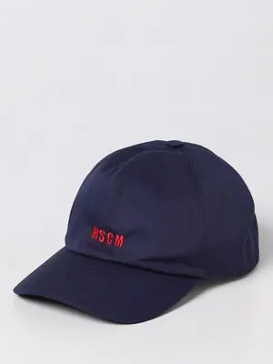 MSGM Hat In Cotton With Embroidered Logo Blue