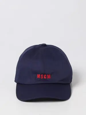 MSGM Cotton Baseball Cap With Embroidered Logo - Blue