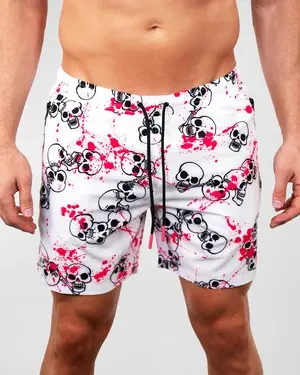 MACEOO Men & Apos;s Lion Swim Shorts Skull Splash Whit