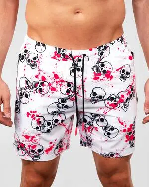 MACEOO Men & Apos;s Lion Swim Shorts Skull Splash White