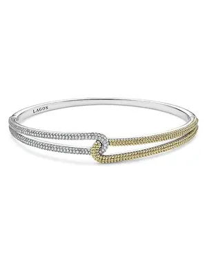 Lagos 18k Yellow Gold And Sterling Silver Diamond Bangle - Silver/gold