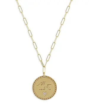 Zoe Chicco 14k Yellow Diamond Mantra Pendant Necklace - Gold