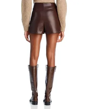 Aqua Faux Leather Mini Skort - Brown