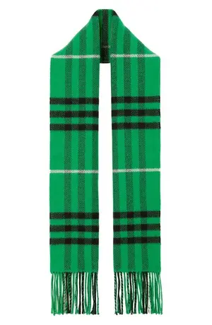 Burberry Giant Check Wool & Cashmere Fringe Scarf