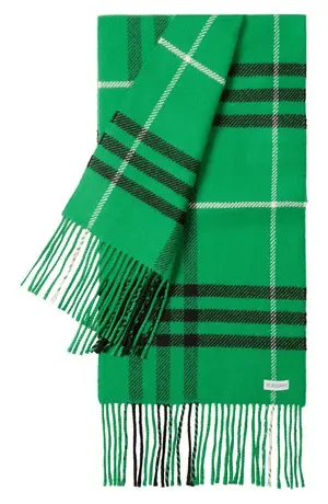 Burberry Giant Check Wool & Cashmere Fringe Scarf