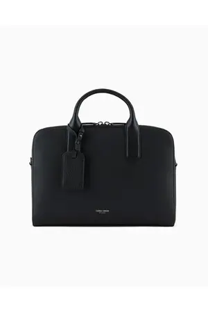 Giorgio Armani Pebbled Leather Briefcase - Black