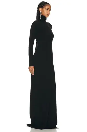 Saint Laurent Long Sleeve Turtleneck Gown