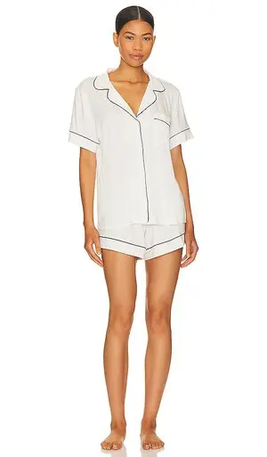 Eberjey Gisele Short Pj Set In Ivory - Ivory & Navy