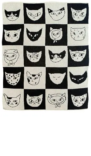SLOWDOWN STUDIO Cat Bingo Mini Blanket In Black & White - N,a
