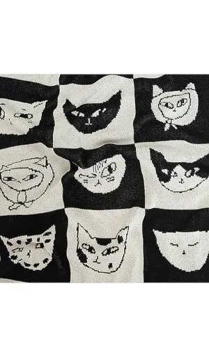 SLOWDOWN STUDIO Cat Bingo Mini Blanket In Black & White