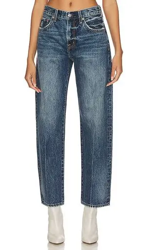 PISTOLA Lexi Mid Rise Relaxed Straight Jeans In Dark Wash Denim - Artisan
