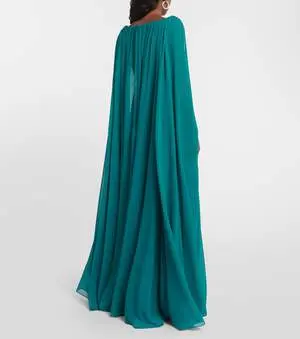 Elie Saab Caped Silk-blend Gown