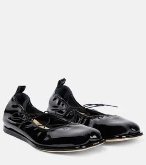Simone Rocha Patent Leather Ballet Flats - Black