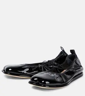 Simone Rocha Patent Leather Ballet Flats - Black