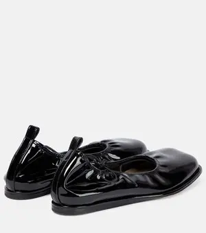 Simone Rocha Patent Leather Ballet Flats With Lace-up Closure - Black