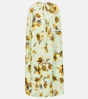 JIL SANDER Floral Caped Midi Dress