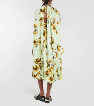 JIL SANDER Floral Caped Midi Dress