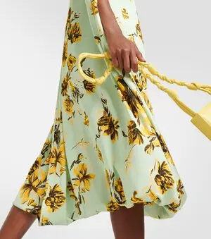 JIL SANDER Floral Caped Midi Dress