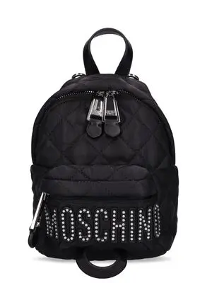Moschino Crystal Logo Mini Backpack - Black
