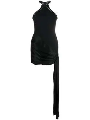 David Koma Sleeveless Halterneck Draped Minidress