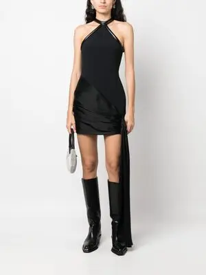 David Koma Sleeveless Halterneck Draped Minidress
