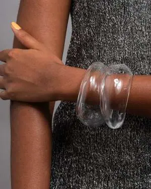 Alexis Bittar Puffy Lucite Tapered Bangle Clear